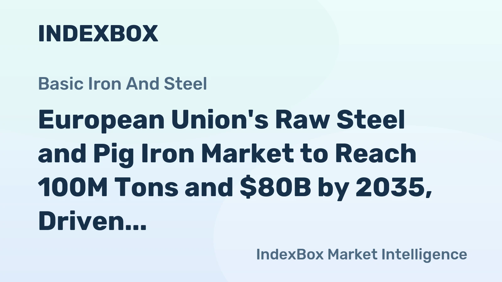 European Union's Raw Steel and Pig Iron Market to Reach 100M Tons and $80B by 2035, Driven by Increasing Demand