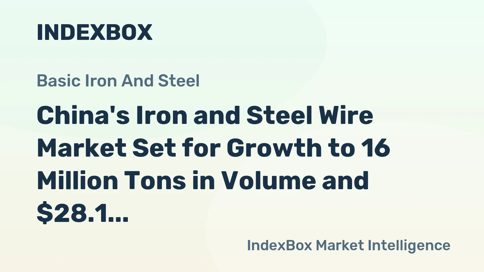 China's Iron and Steel Wire Market Set for Growth to 16 Million Tons in Volume and $28.1 Billion in Value