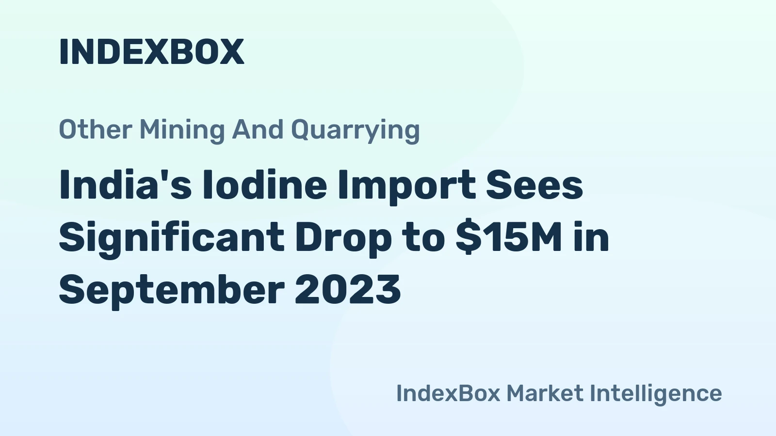 India's Iodine Import Sees Significant Drop to $15M in September 2023.