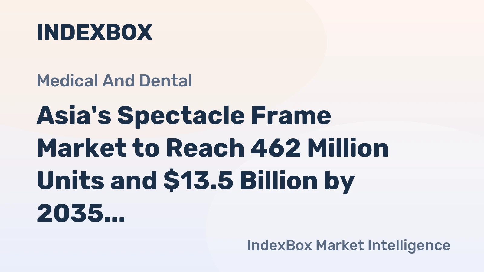 Asia's Spectacle Frame Market to Reach 462 Million Units and $13.5 Billion by 2035