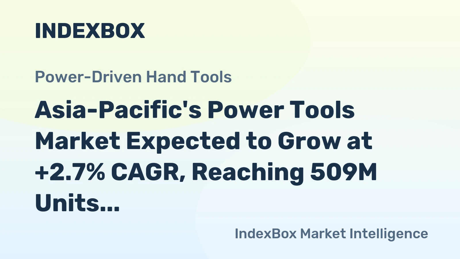 Asia-Pacific's Power Tools Market Expected to Grow at +2.7% CAGR, Reaching 509M Units by 2035