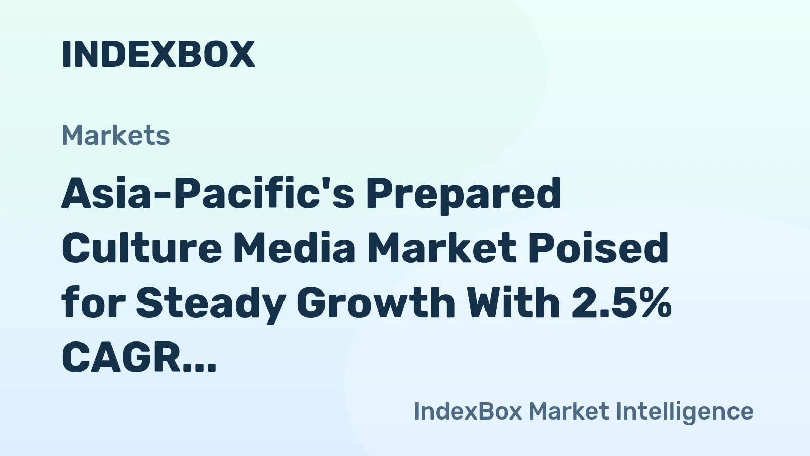Asia-Pacific's Prepared Culture Media Market Poised for Steady Growth With 2.5% CAGR in Value