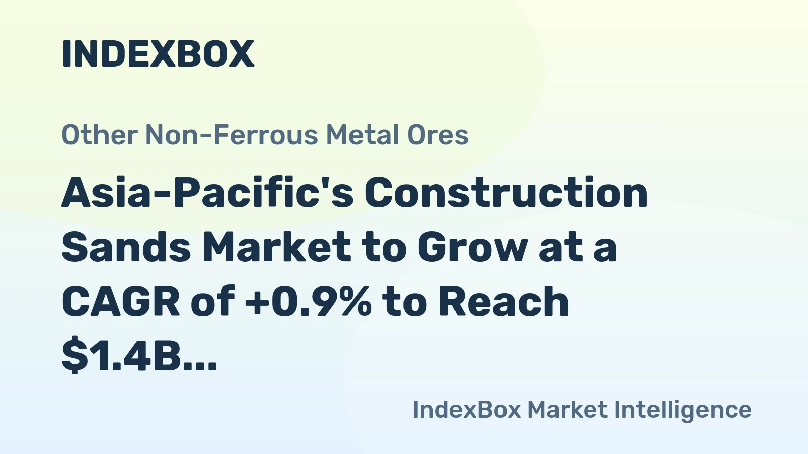Asia-Pacific's Construction Sands Market to Grow at a CAGR of +0.9% to Reach $1.4B by 2035