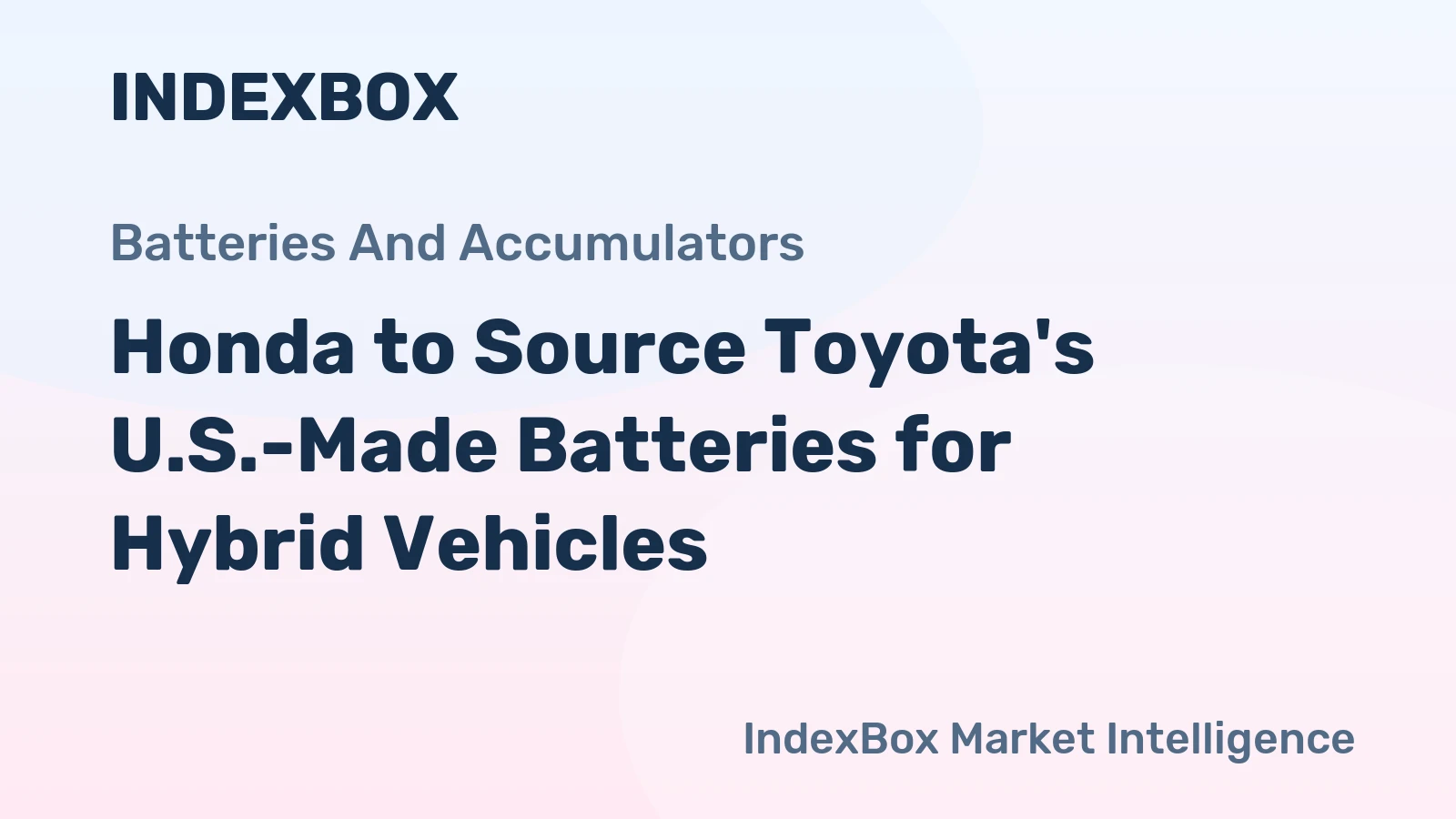 Honda to Source Toyota's U.S.-Made Batteries for Hybrid Vehicles