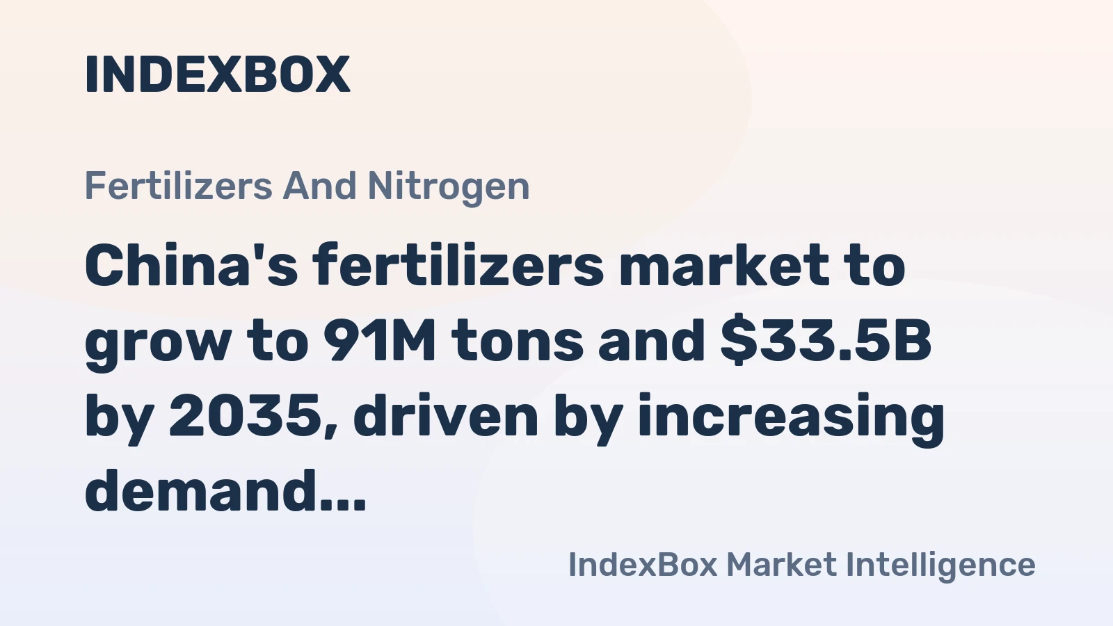 China's fertilizers market to grow to 91M tons and $33.5B by 2035, driven by increasing demand.