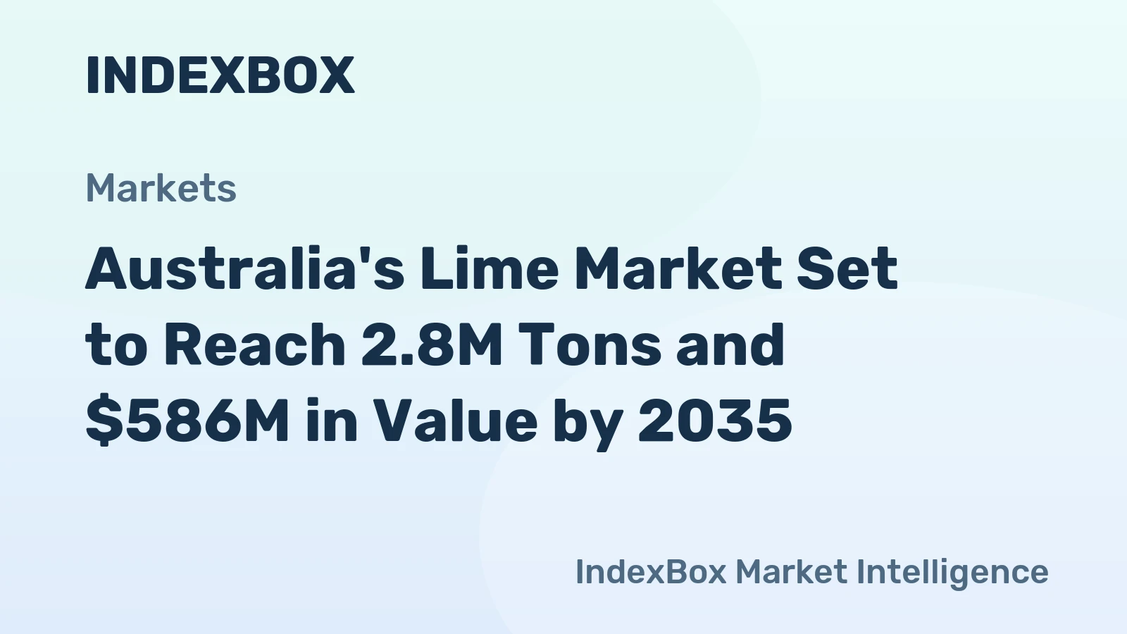 Australia's Lime Market Set to Reach 2.8M Tons and $586M in Value by 2035