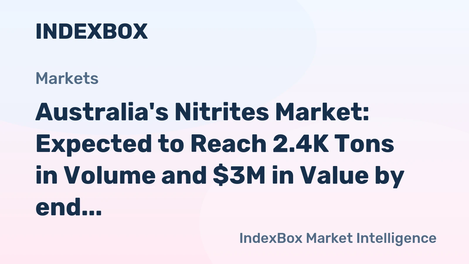 Australia's Nitrites Market: Expected to Reach 2.4K Tons in Volume and $3M in Value by end of 2035