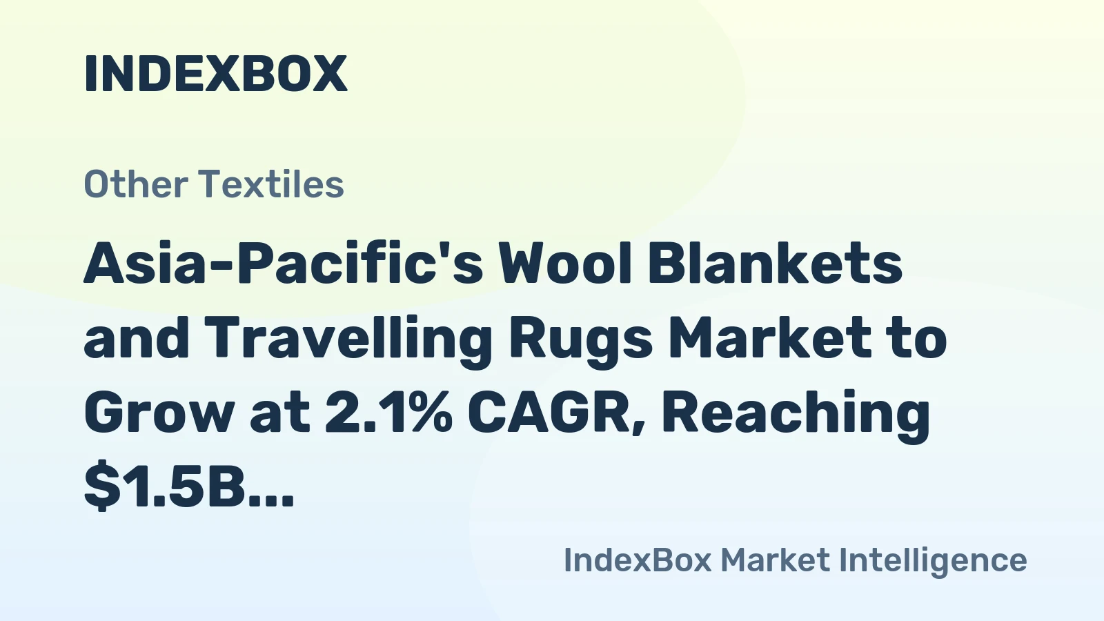 Asia-Pacific's Wool Blankets and Travelling Rugs Market to Grow at 2.1% CAGR, Reaching $1.5B by 2035