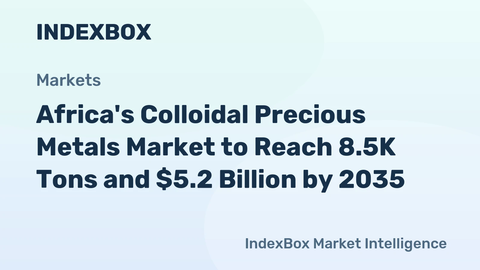 Africa's Colloidal Precious Metals Market to Reach 8.5K Tons and $5.2 Billion by 2035