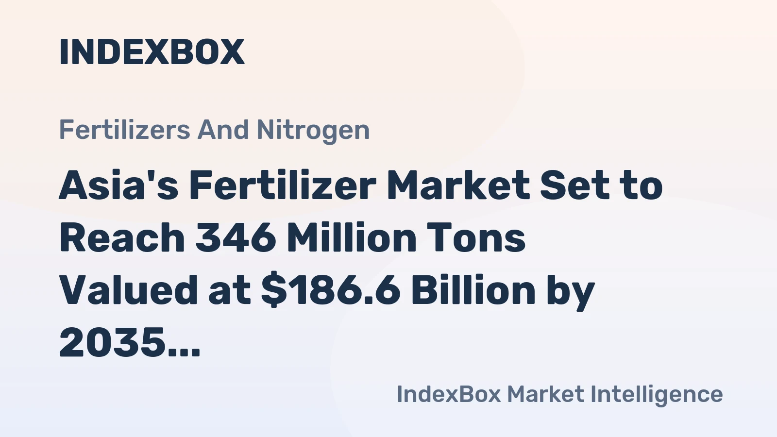 Asia's Fertilizer Market Set to Reach 346 Million Tons Valued at $186.6 Billion by 2035