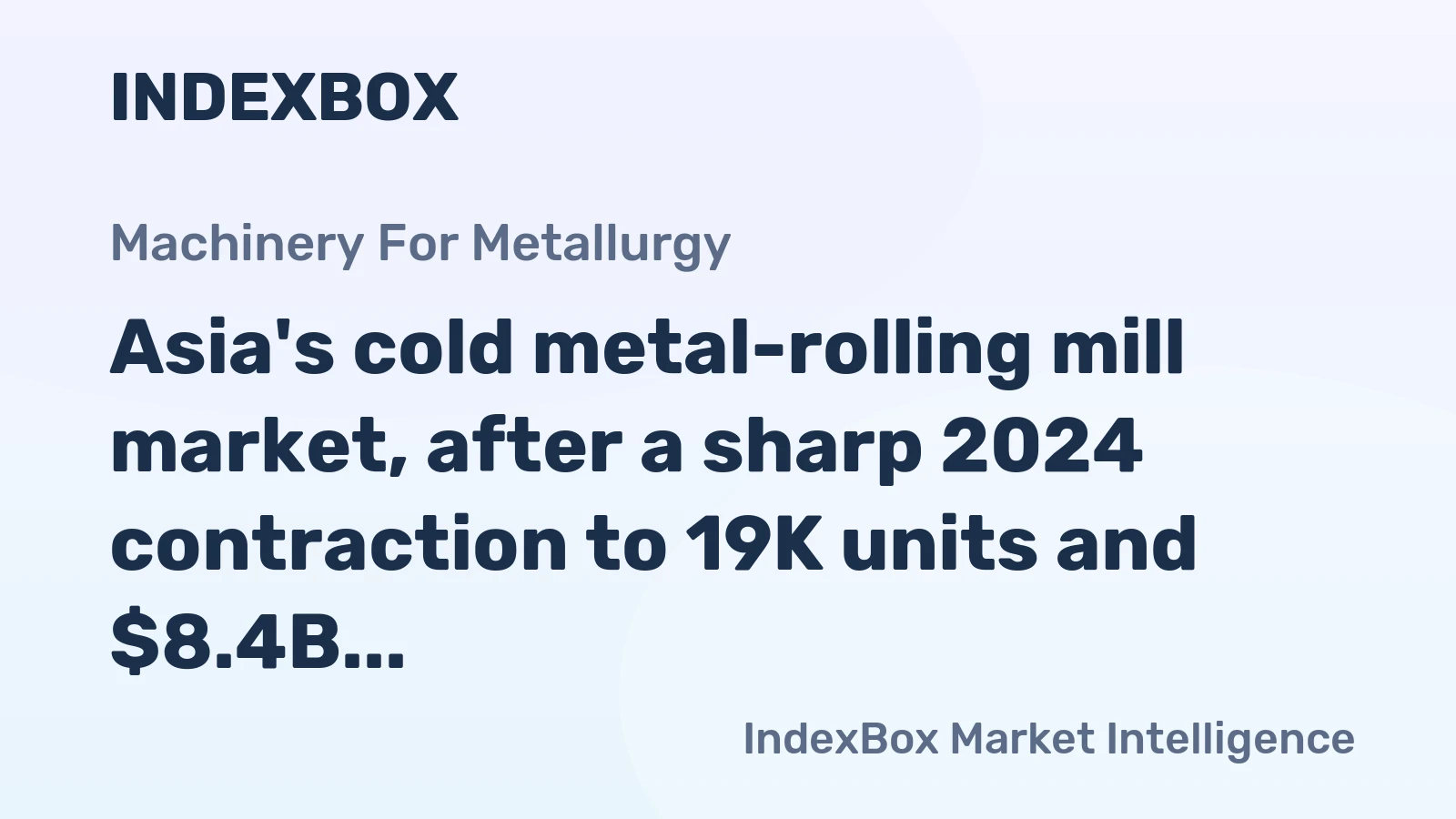 Asia's cold metal-rolling mill market, after a sharp 2024 contraction to 19K units and $8.4B, is forecast to grow to 23K units and $10.4B by 2035.