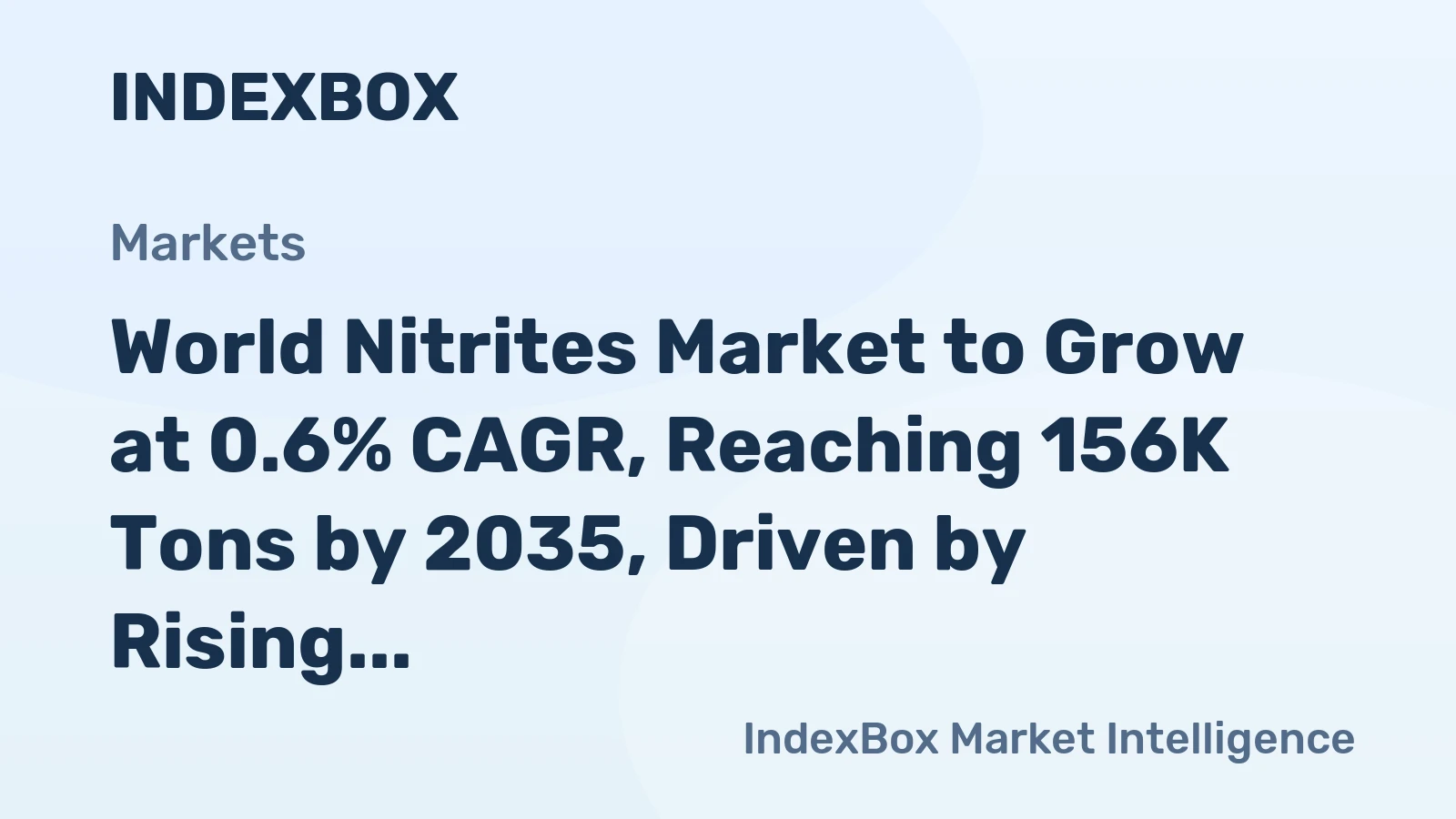 World Nitrites Market to Grow at 0.6% CAGR, Reaching 156K Tons by 2035, Driven by Rising Global Demand
