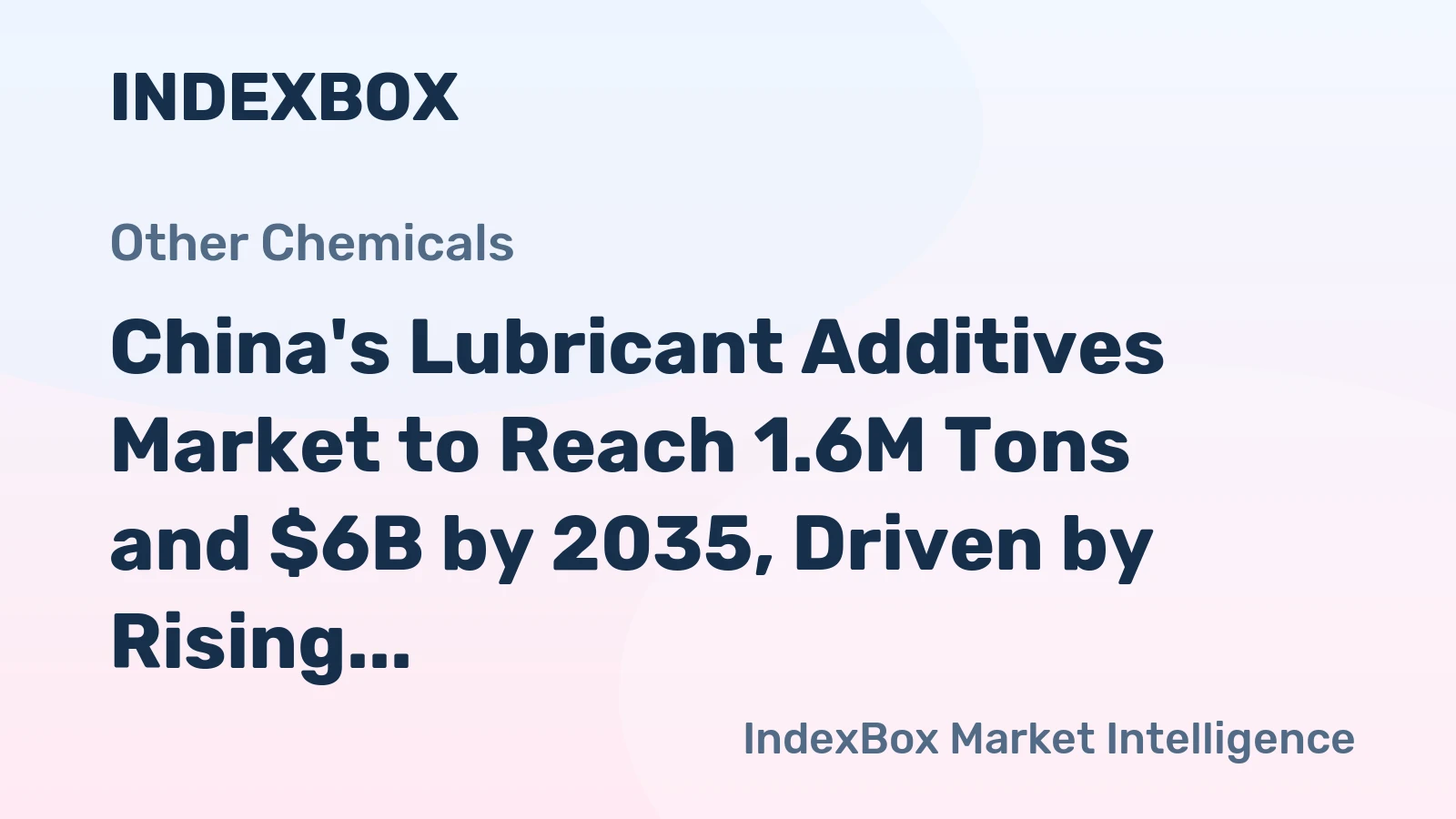 China's Lubricant Additives Market to Reach 1.6M Tons and $6B by 2035, Driven by Rising Demand