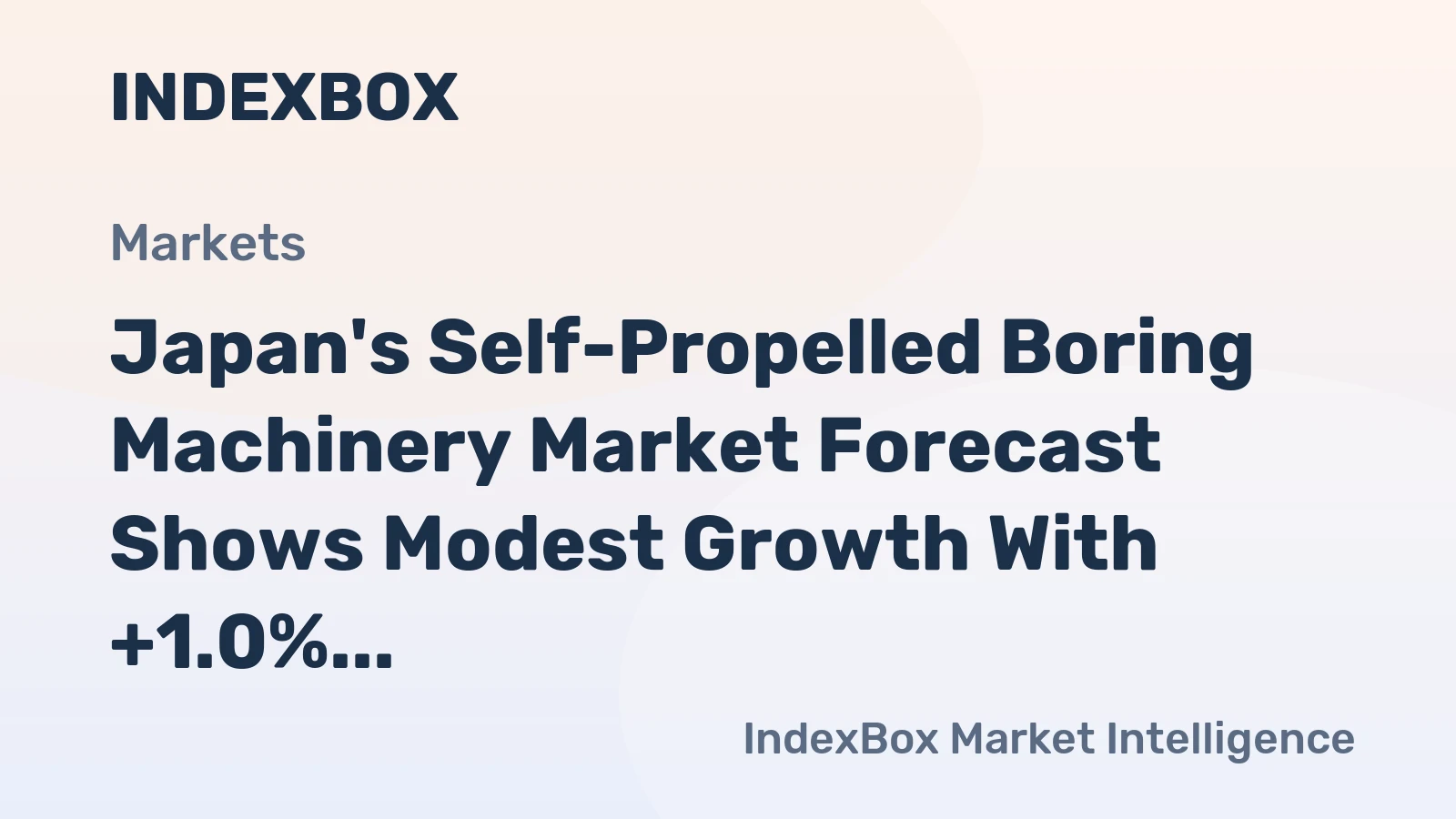 Japan's Self-Propelled Boring Machinery Market Forecast Shows Modest Growth With +1.0% CAGR Through 2035
