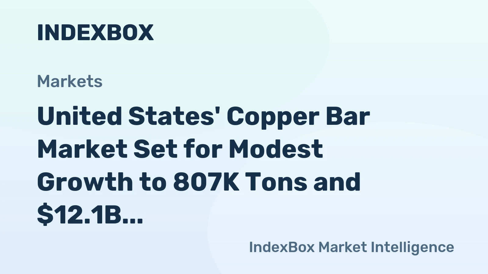 United States' Copper Bar Market Set for Modest Growth to 807K Tons and $12.1B by 2035