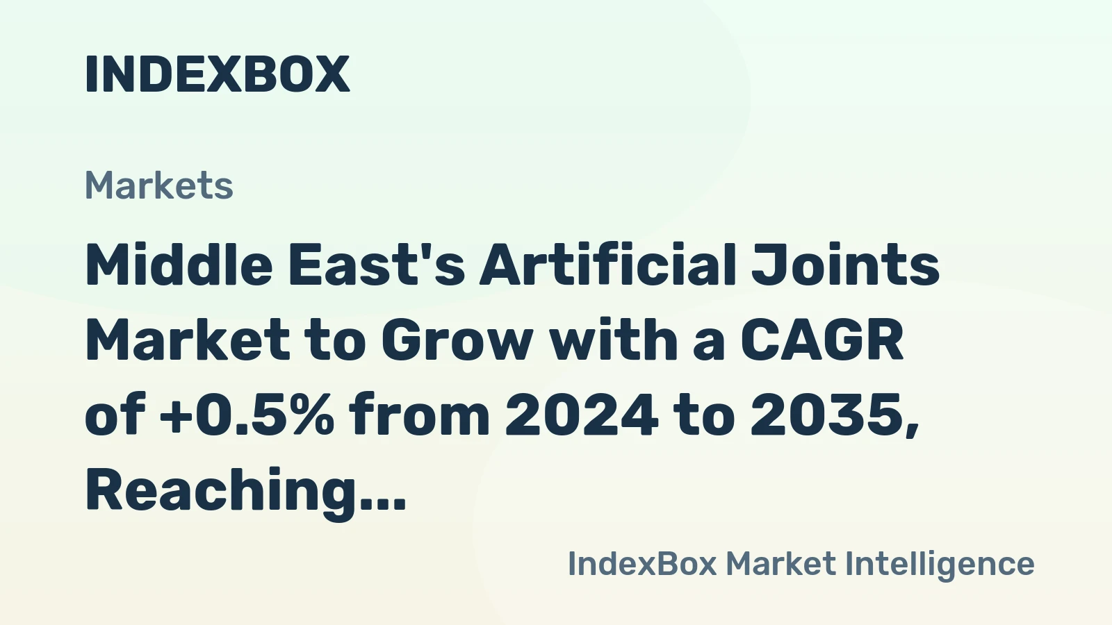 Middle East's Artificial Joints Market to Grow with a CAGR of +0.5% from 2024 to 2035, Reaching $2.9B by 2035