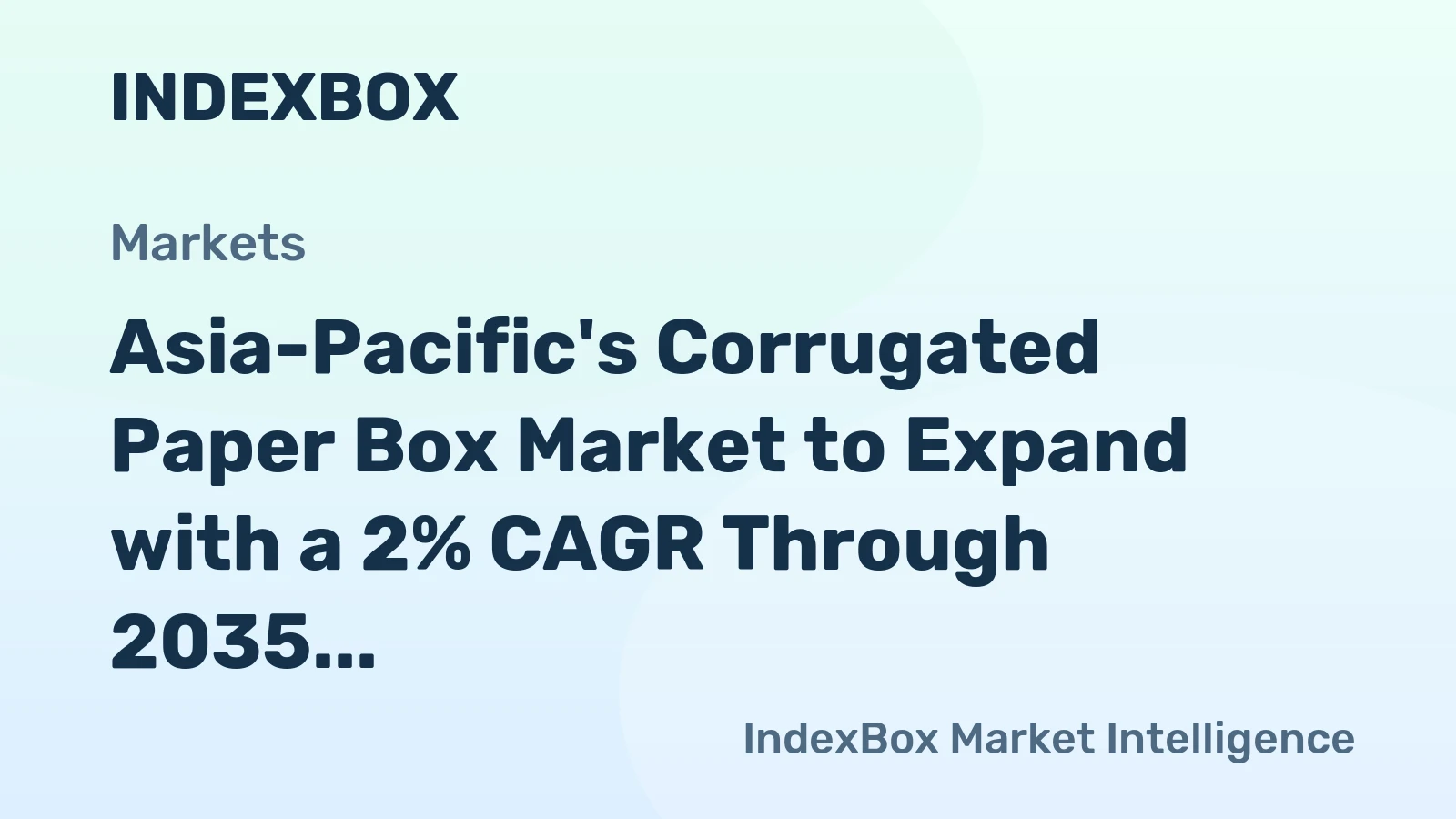 Asia-Pacific's Corrugated Paper Box Market to Expand with a 2% CAGR Through 2035