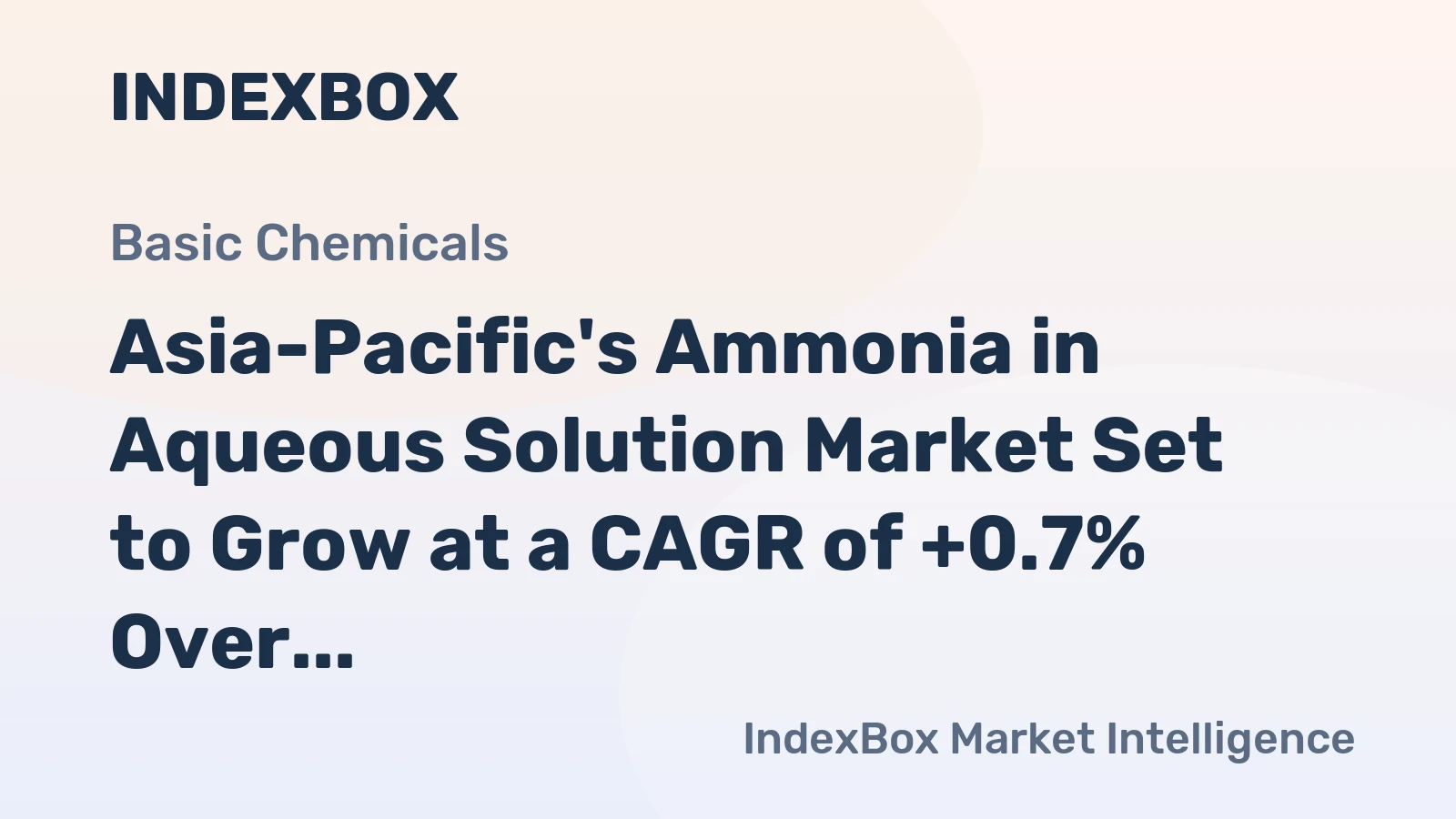 Asia-Pacific's Ammonia in Aqueous Solution Market Set to Grow at a CAGR of +0.7% Over the Next Decade, Reaching $3.3B by 2035
