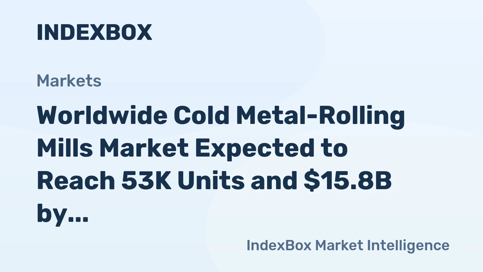 Worldwide Cold Metal-Rolling Mills Market Expected to Reach 53K Units and $15.8B by 2035