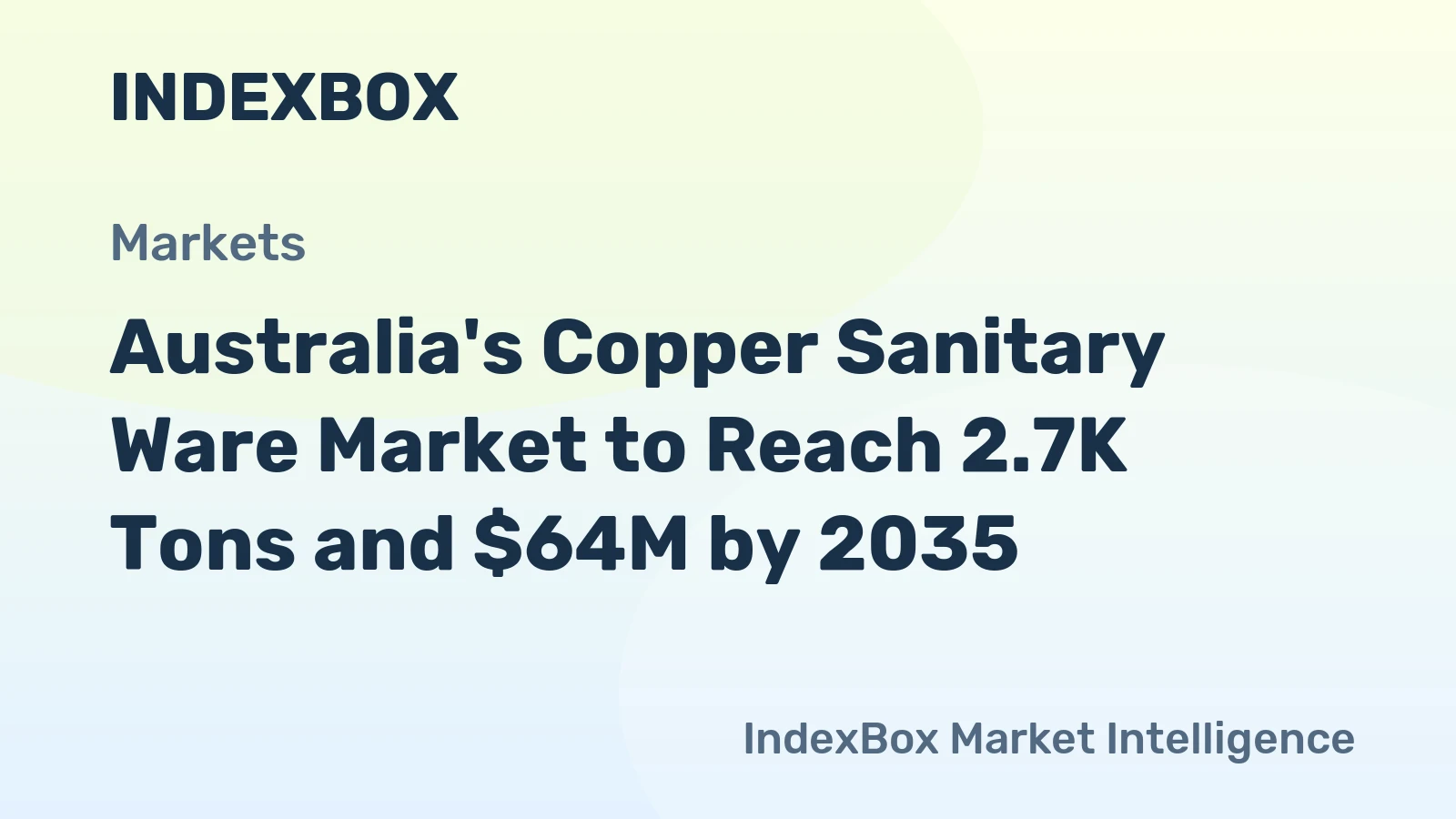 Australia's Copper Sanitary Ware Market to Reach 2.7K Tons and $64M by 2035