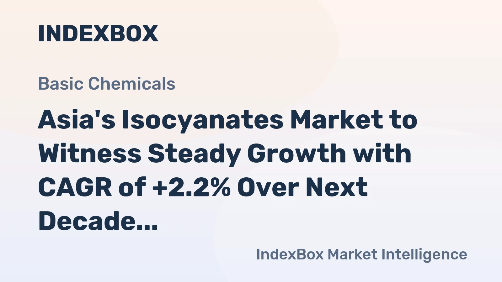 Asia's Isocyanates Market to Witness Steady Growth with CAGR of +2.2% Over Next Decade, Reaching $28.7B by 2035