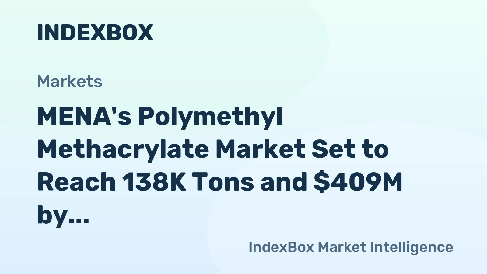 MENA's Polymethyl Methacrylate Market Set to Reach 138K Tons and $409M by 2035