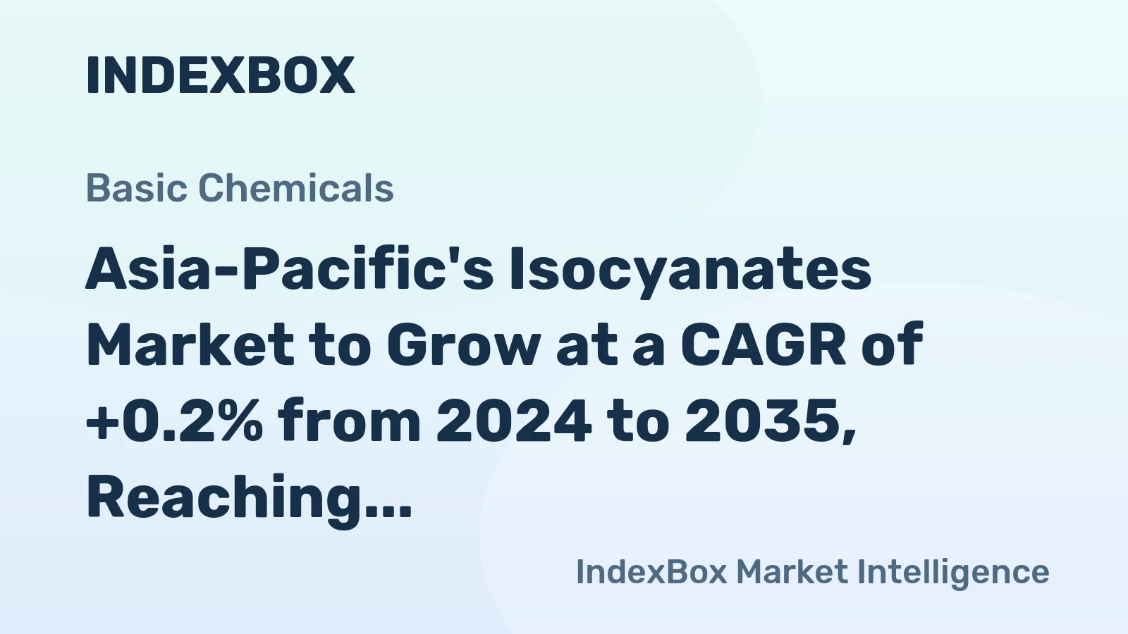 Asia-Pacific's Isocyanates Market to Grow at a CAGR of +0.2% from 2024 to 2035, Reaching 6.6M Tons