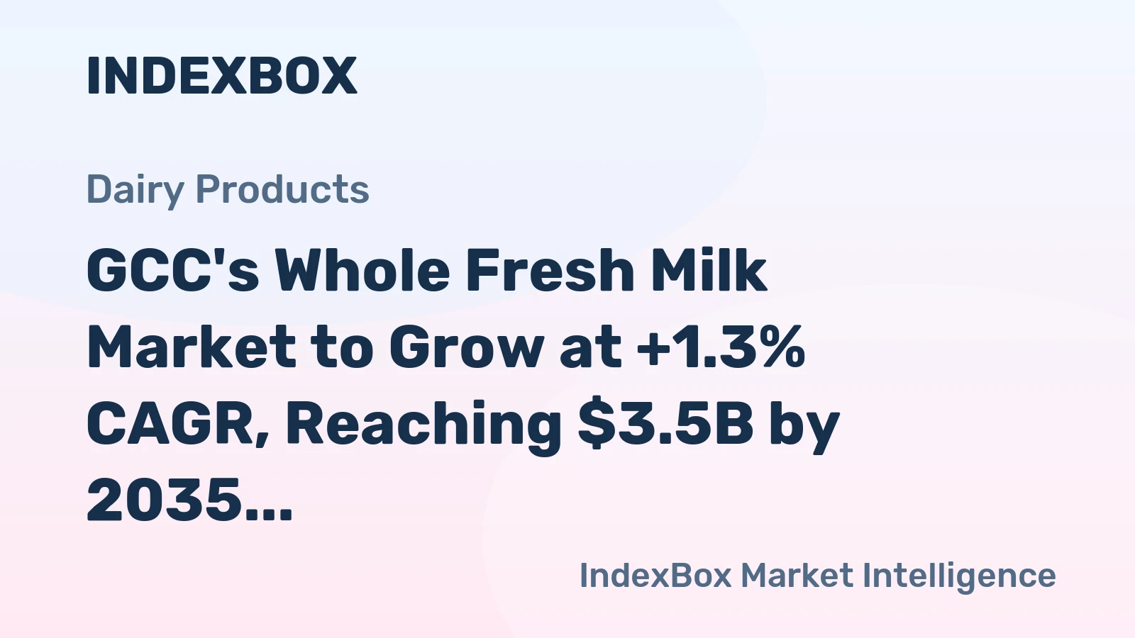 GCC's Whole Fresh Milk Market to Grow at +1.3% CAGR, Reaching $3.5B by 2035
