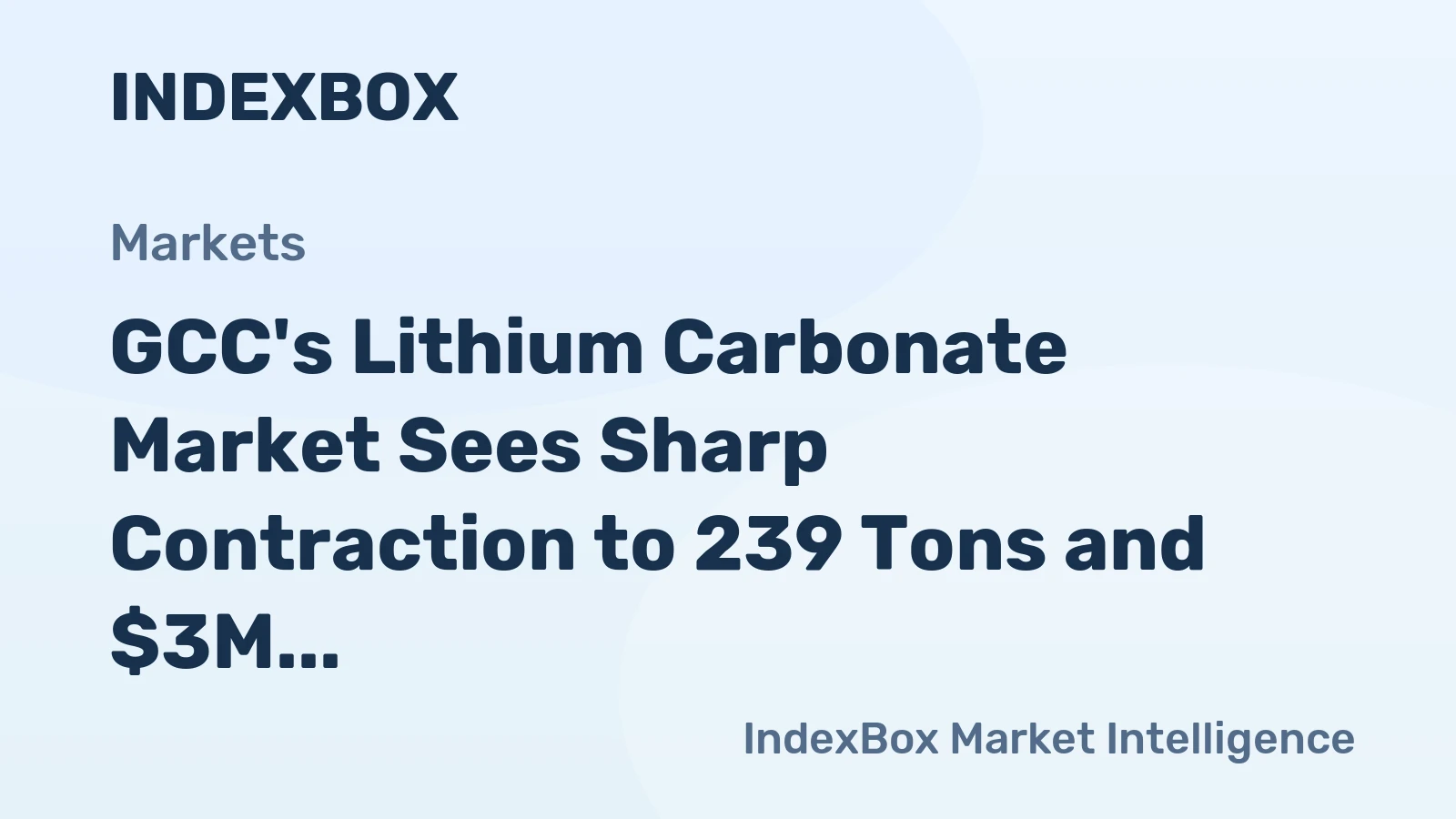 GCC's Lithium Carbonate Market Sees Sharp Contraction to 239 Tons and $3M in 2024 Before Projected Growth
