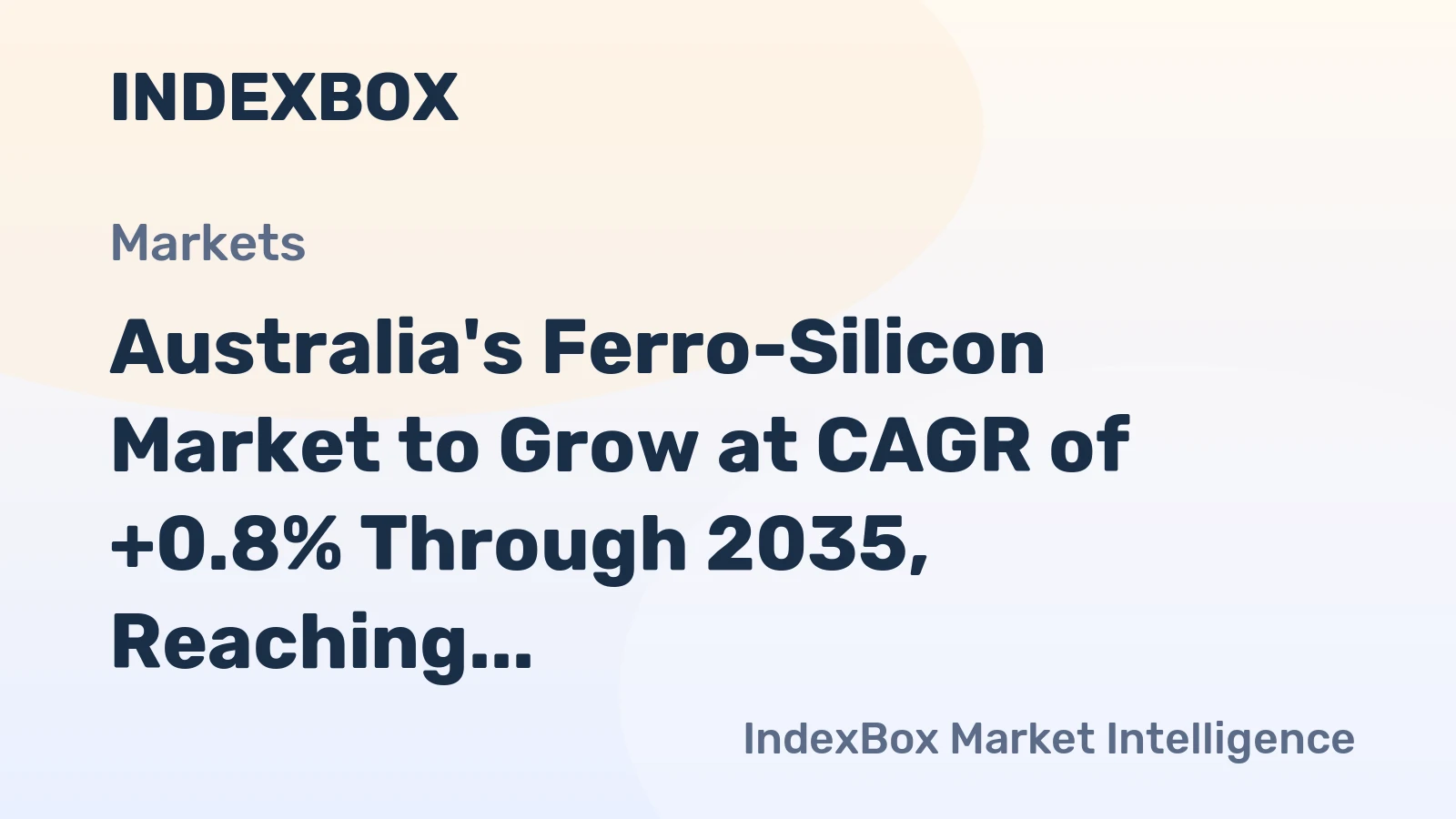 Australia's Ferro-Silicon Market to Grow at CAGR of +0.8% Through 2035, Reaching $34M