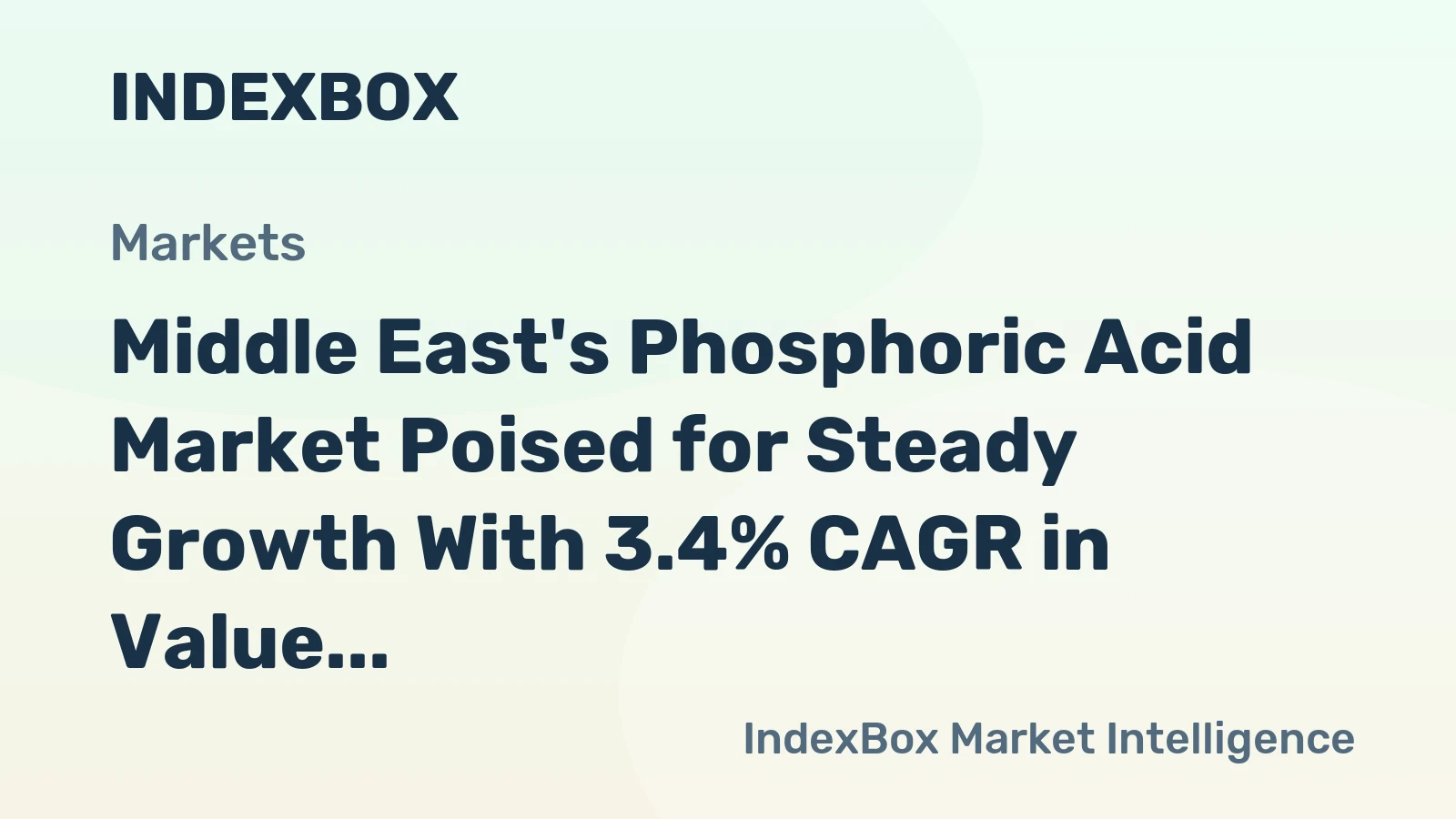 Middle East's Phosphoric Acid Market Poised for Steady Growth With 3.4% CAGR in Value Through 2035