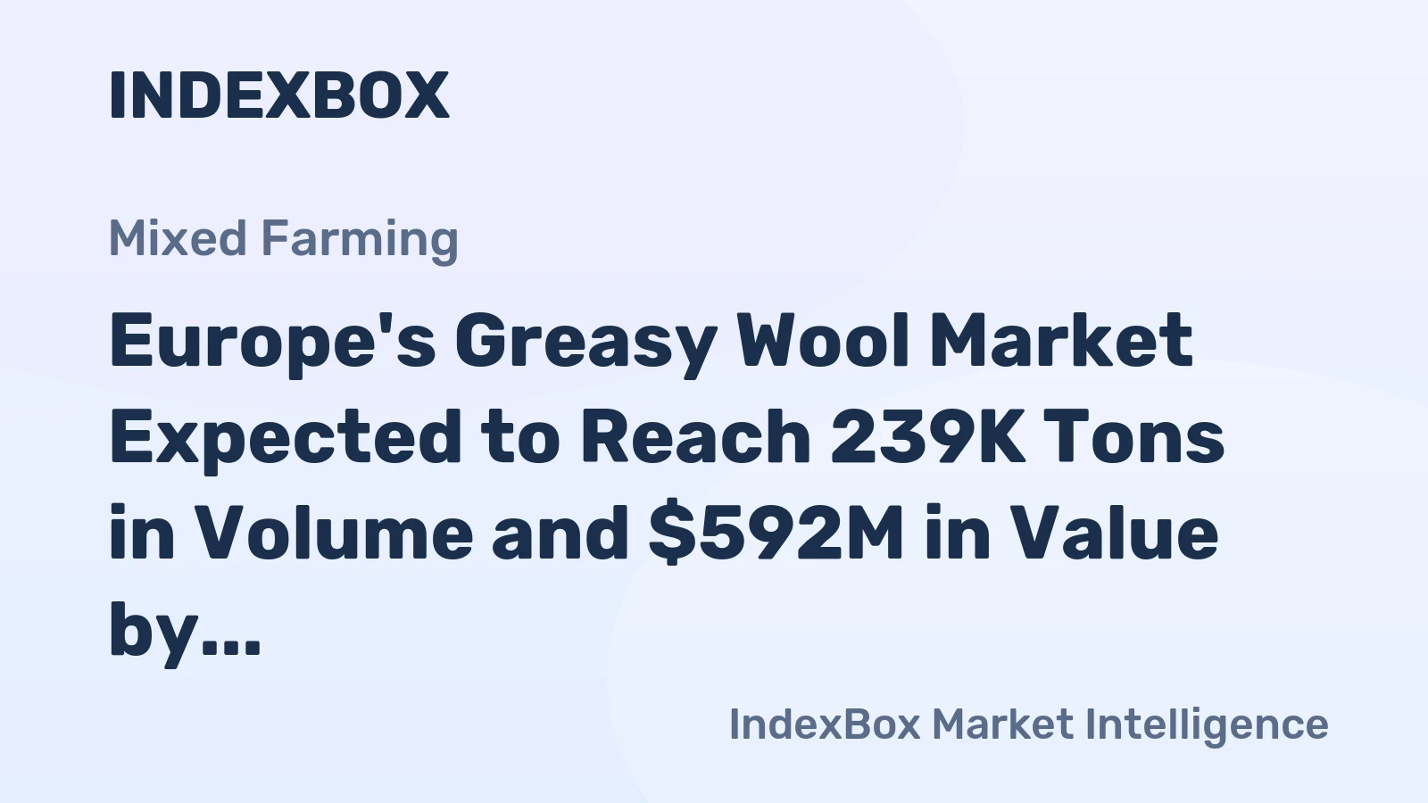 Europe's Greasy Wool Market Expected to Reach 239K Tons in Volume and $592M in Value by 2035