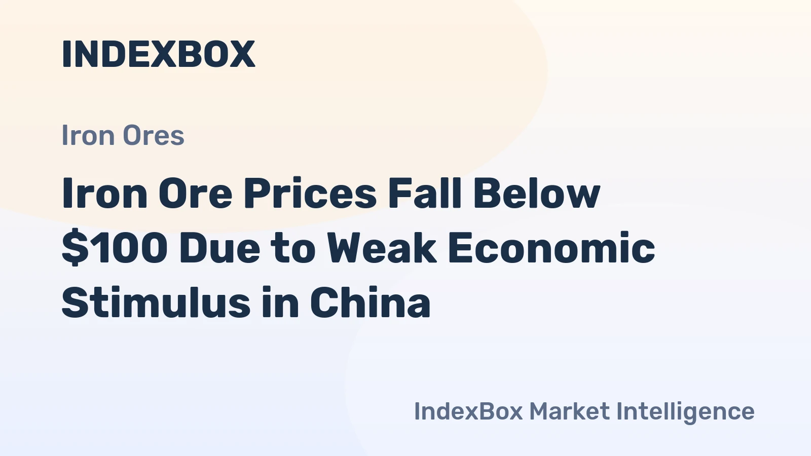 Iron Ore Prices Fall Below $100 Due to Weak Economic Stimulus in China