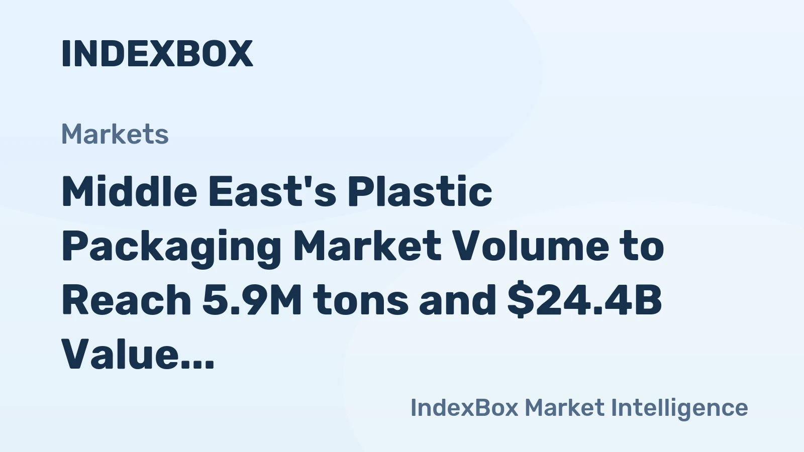 Middle East's Plastic Packaging Market Volume to Reach 5.9M tons and $24.4B Value by 2035