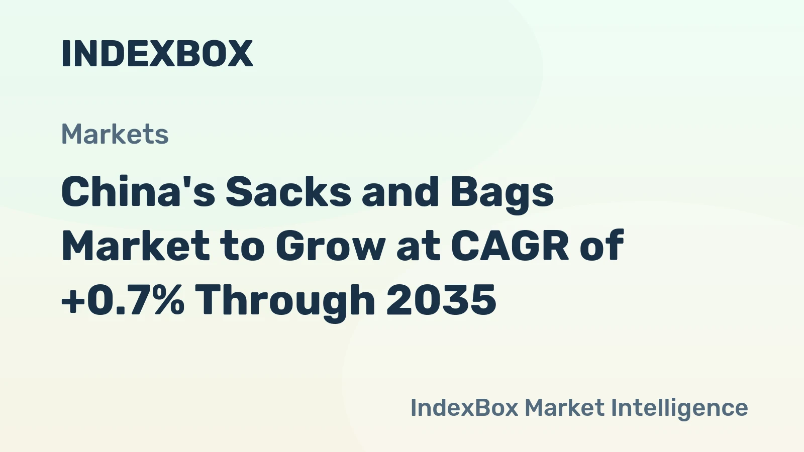 China's Sacks and Bags Market to Grow at CAGR of +0.7% Through 2035
