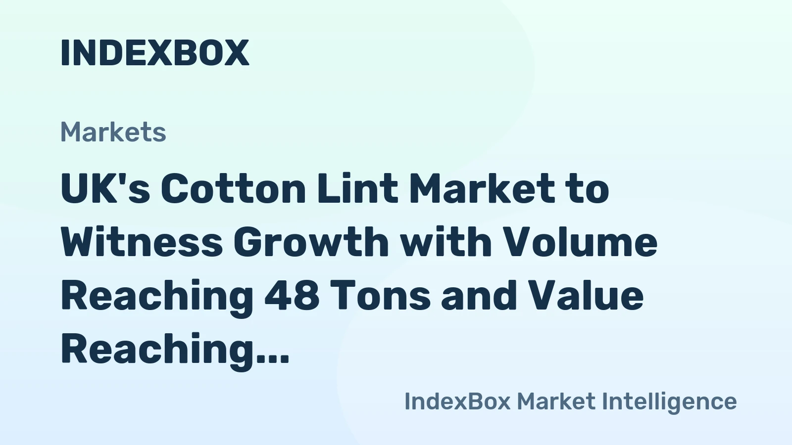 UK's Cotton Lint Market to Witness Growth with Volume Reaching 48 Tons and Value Reaching $757K by 2035