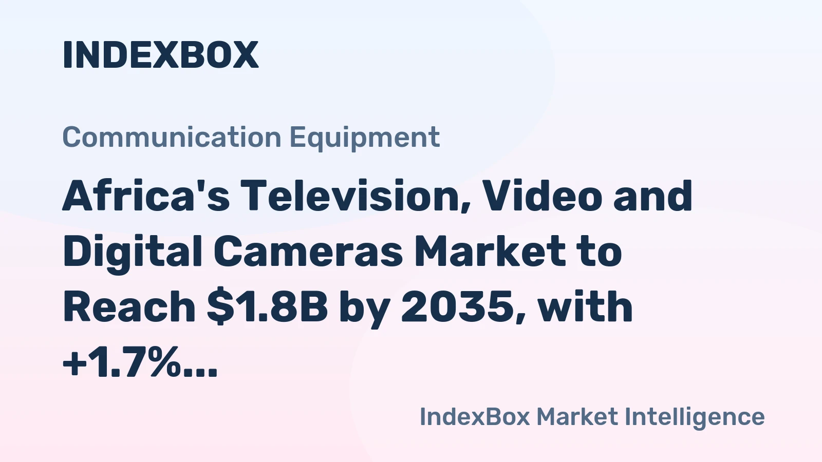 Africa's Television, Video and Digital Cameras Market to Reach $1.8B by 2035, with +1.7% CAGR