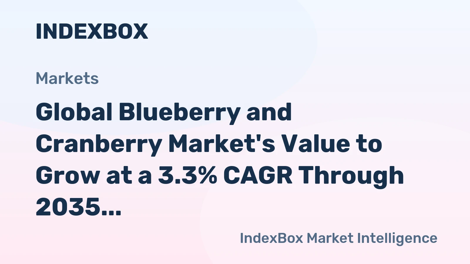 Global Blueberry and Cranberry Market's Value to Grow at a 3.3% CAGR Through 2035