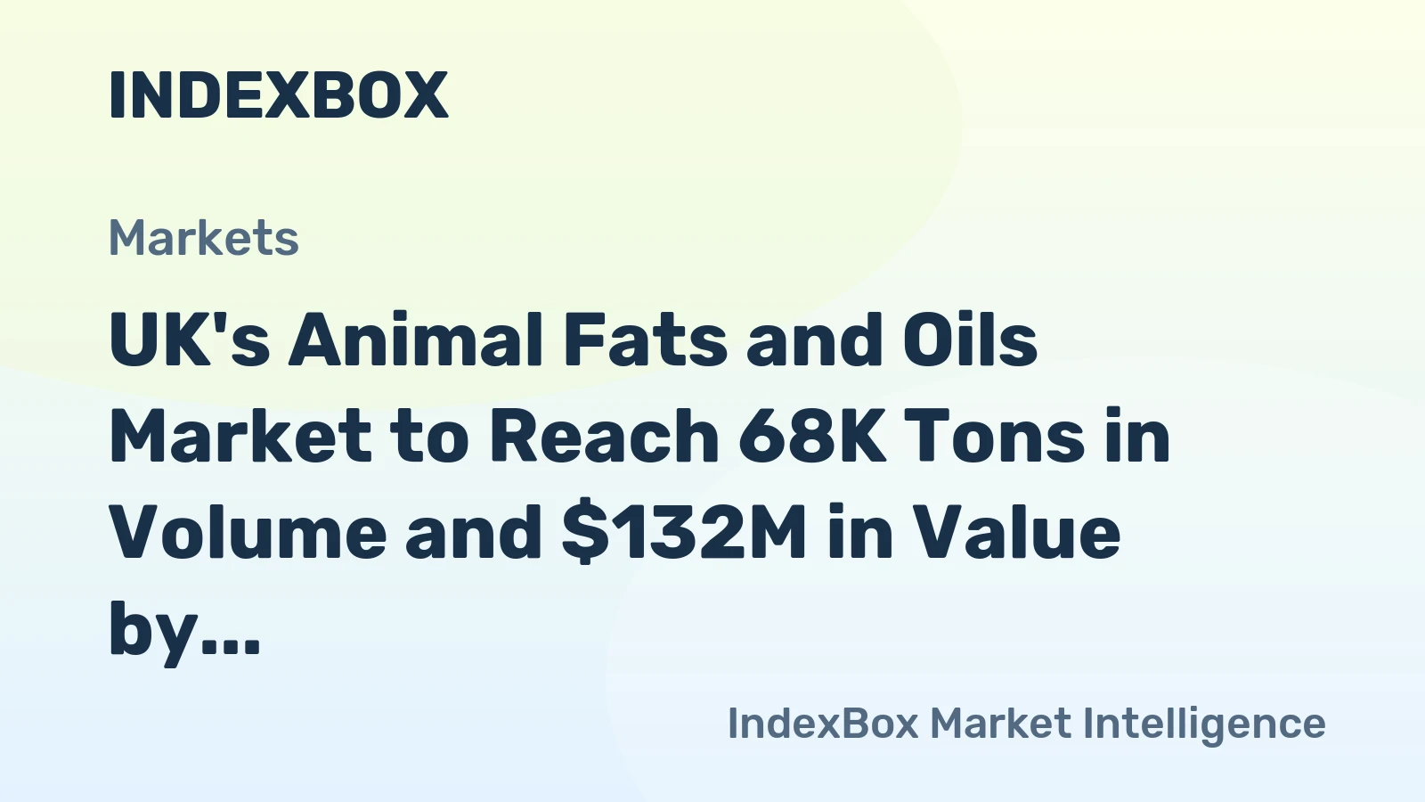 UK's Animal Fats and Oils Market to Reach 68K Tons in Volume and $132M in Value by 2035 with +1.6% and +1.8% CAGR, Respectively
