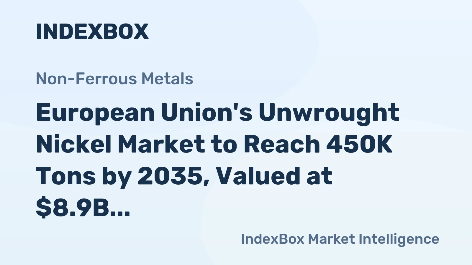 European Union's Unwrought Nickel Market to Reach 450K Tons by 2035, Valued at $8.9B