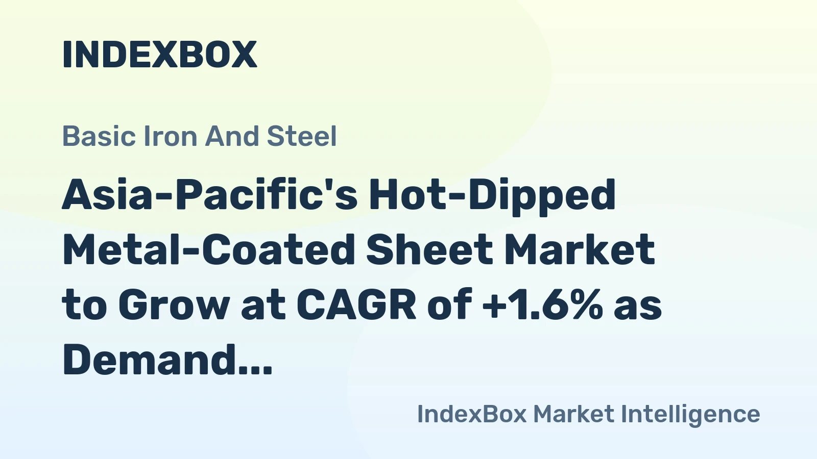 Asia-Pacific's Hot-Dipped Metal-Coated Sheet Market to Grow at CAGR of +1.6% as Demand Surges
