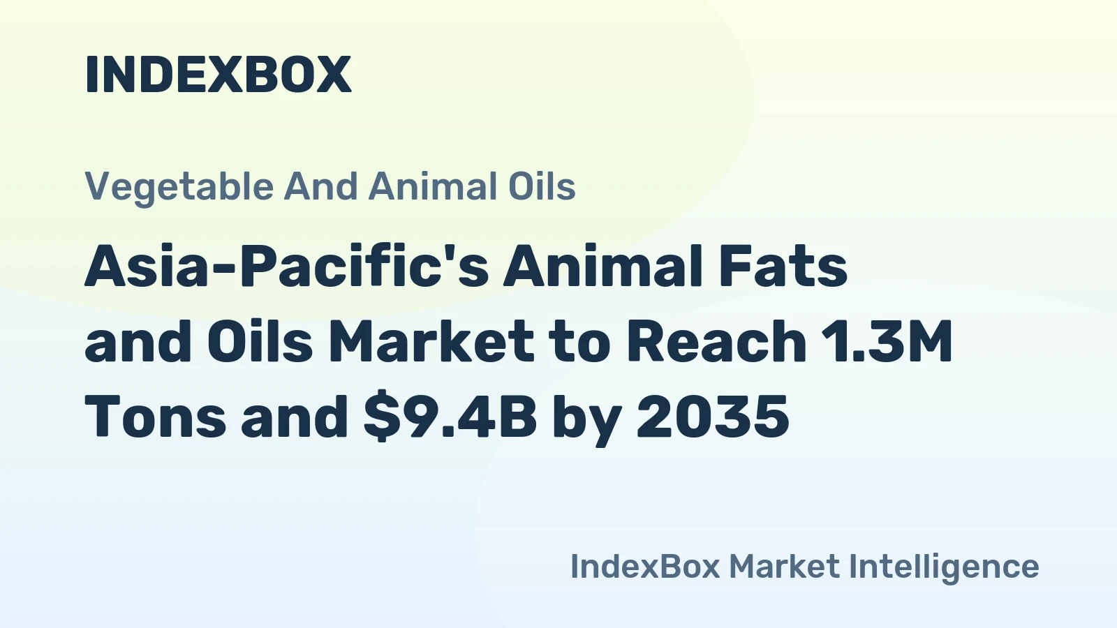 Asia-Pacific's Animal Fats and Oils Market to Reach 1.3M Tons and $9.4B by 2035