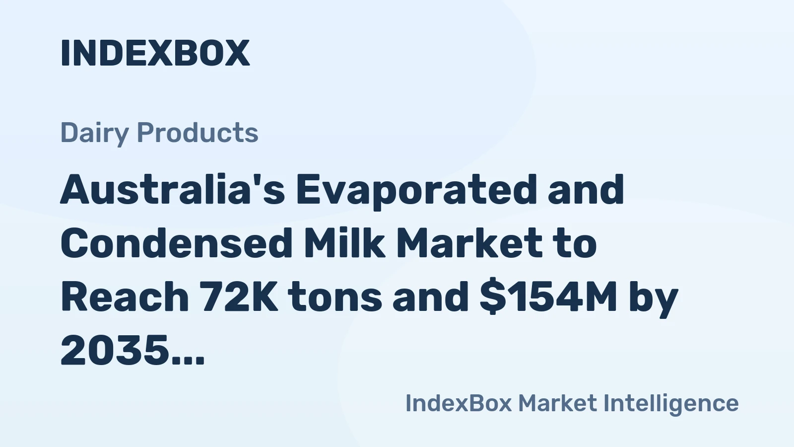 Australia's Evaporated and Condensed Milk Market to Reach 72K tons and $154M by 2035