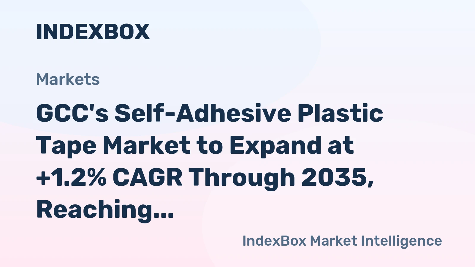 GCC's Self-Adhesive Plastic Tape Market to Expand at +1.2% CAGR Through 2035, Reaching $370M