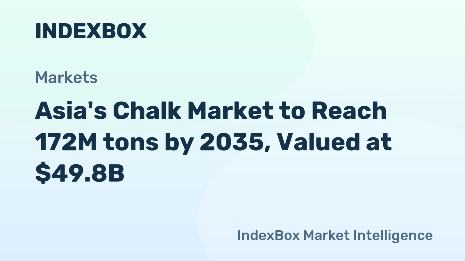 Asia's Chalk Market to Reach 172M tons by 2035, Valued at $49.8B