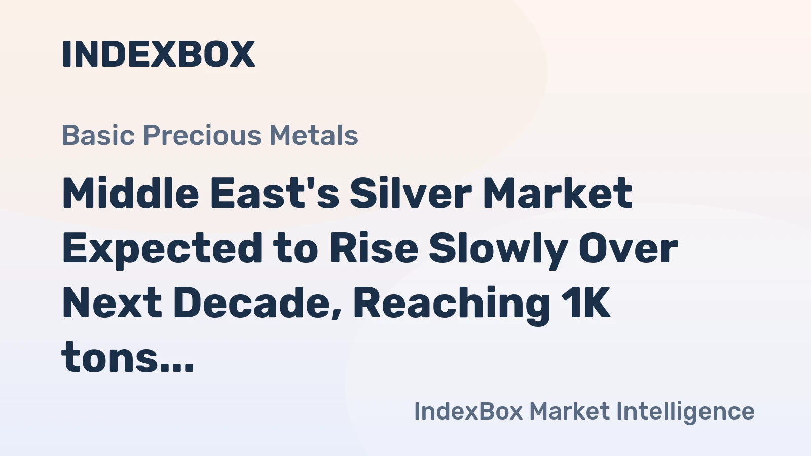 Middle East's Silver Market Expected to Rise Slowly Over Next Decade, Reaching 1K tons and $754M by 2035