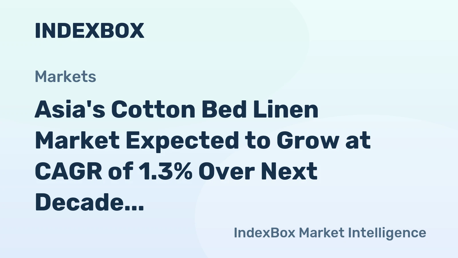 Asia's Cotton Bed Linen Market Expected to Grow at CAGR of 1.3% Over Next Decade, Reaching $17.3B by 2035