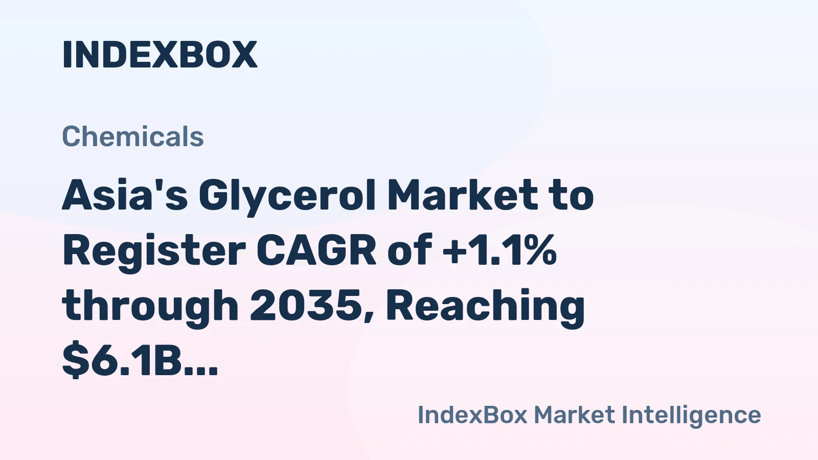 Asia's Glycerol Market to Register CAGR of +1.1% through 2035, Reaching $6.1B in Value