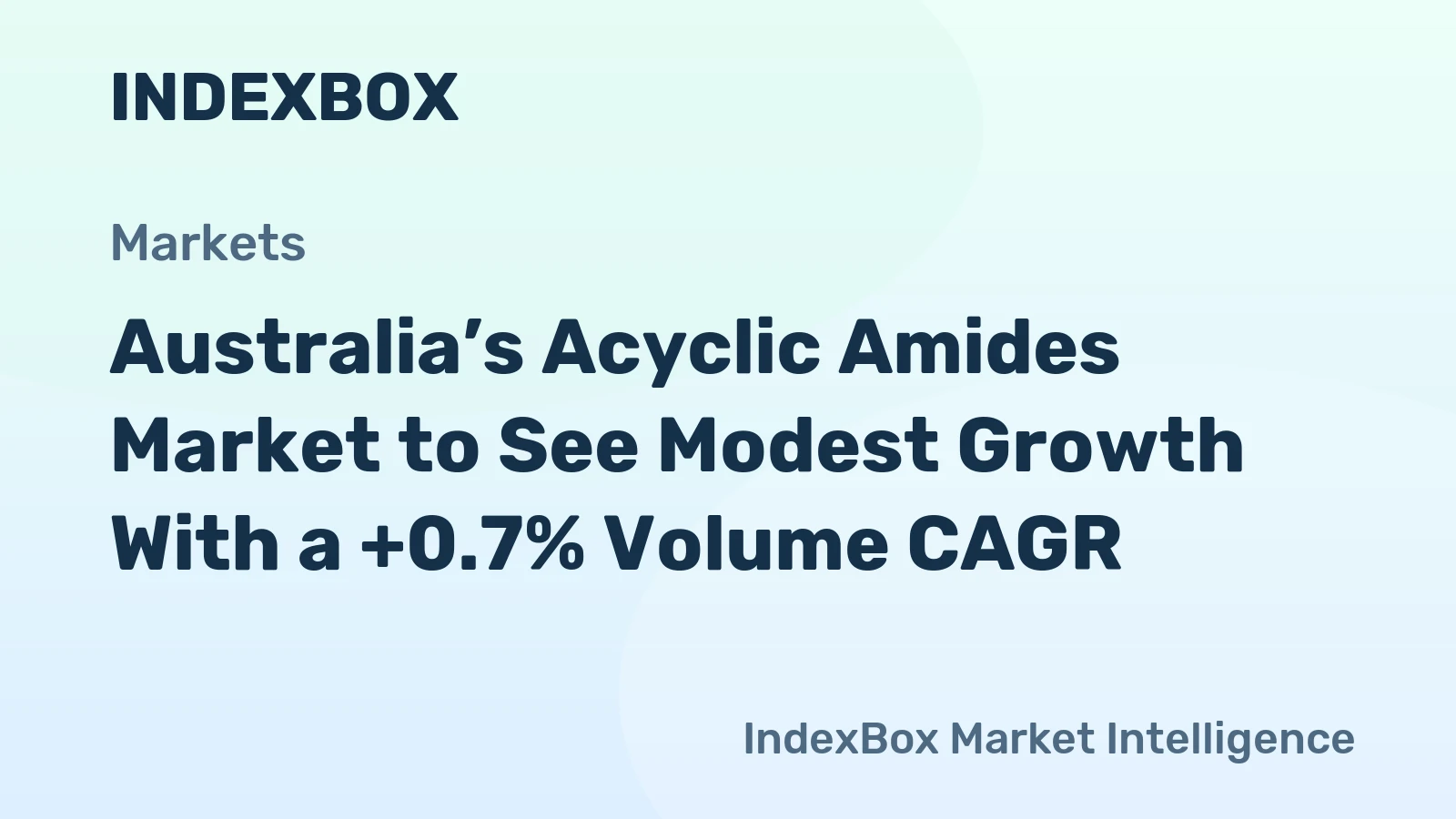 Australia’s Acyclic Amides Market to See Modest Growth With a +0.7% Volume CAGR