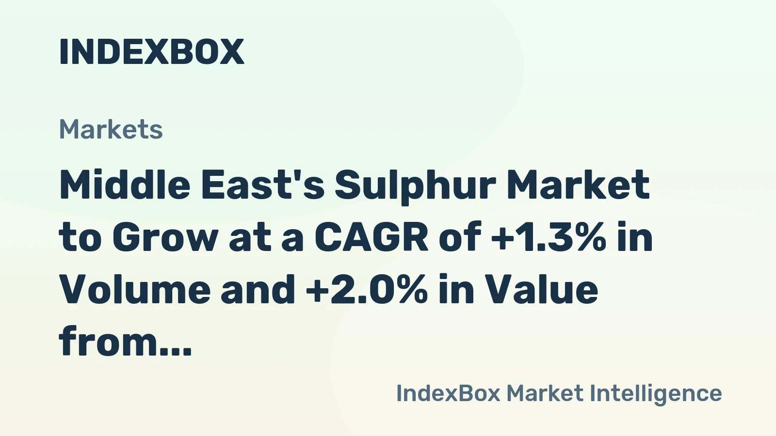 Middle East's Sulphur Market to Grow at a CAGR of +1.3% in Volume and +2.0% in Value from 2024 to 2035